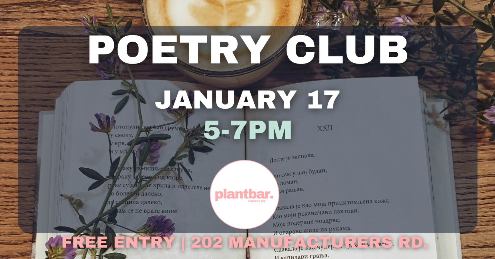 Poetry Club at Plant Bar – January 17th